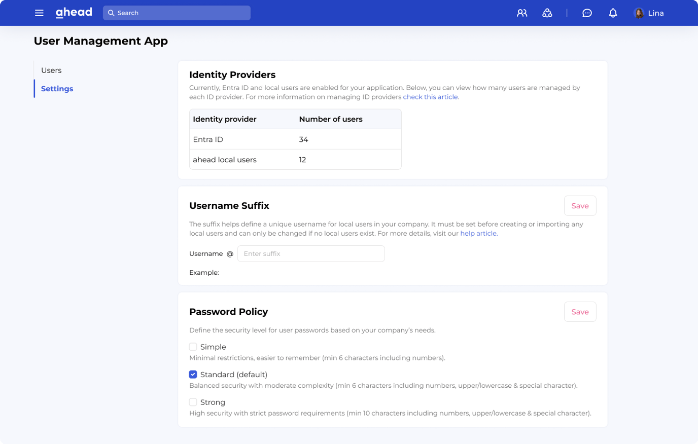Required settings before creating ahead ID users